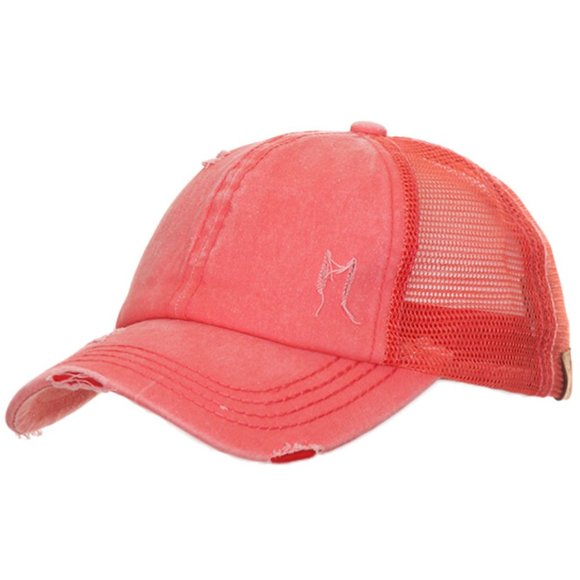 C.C | Accessories | Cc Solid Color Ponytail Distressed Baseball Cap ...
